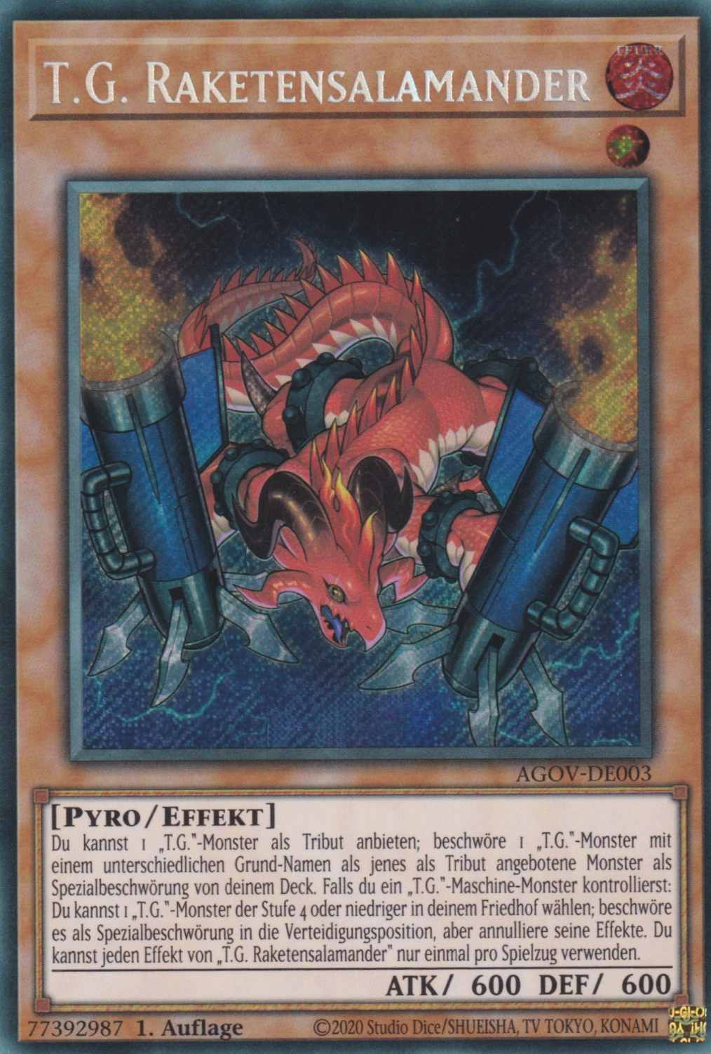 T.G. Raketensalamander AGOV-DE003 Yugioh Karte
