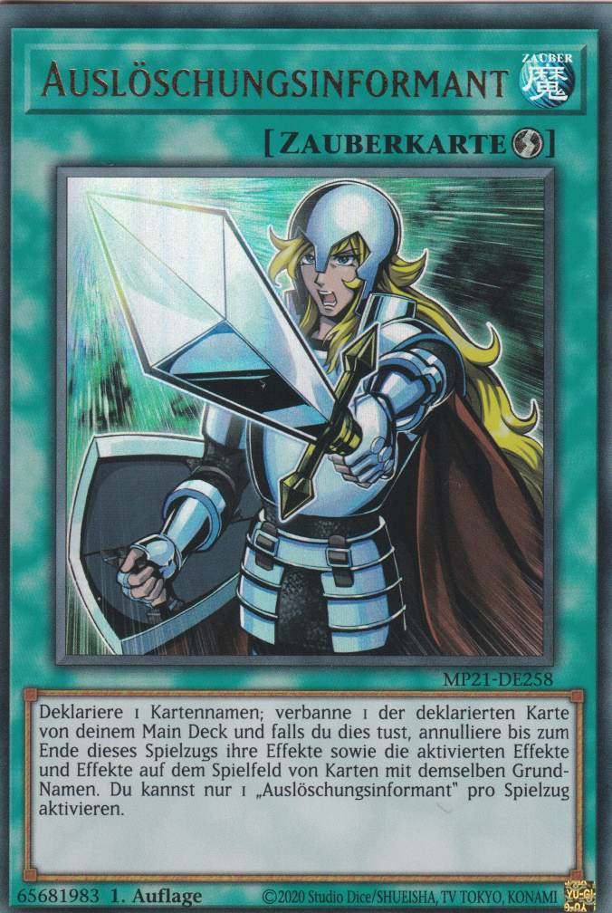 Auslöschungsinformant MP21-DE258 Yugioh Karte