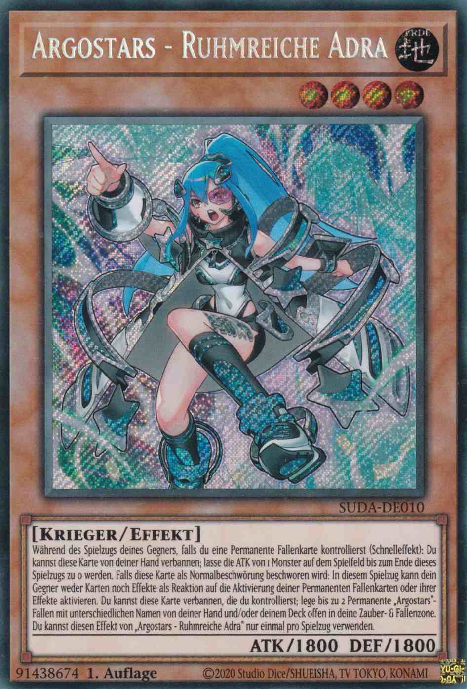 Argostars - Ruhmreiche Adra Secret Rare SUDA-DE010 Yugioh Karte